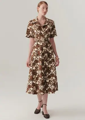EXQUISE Zuri Midi Dress - Brown