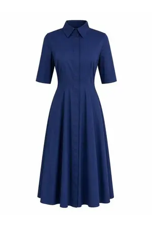 EXQUISE Darcel Short Sleeve Buttoned Midi Dress