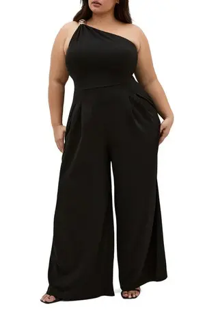 City Chic Amber Asymmetric One-shoulder Jumpsuit