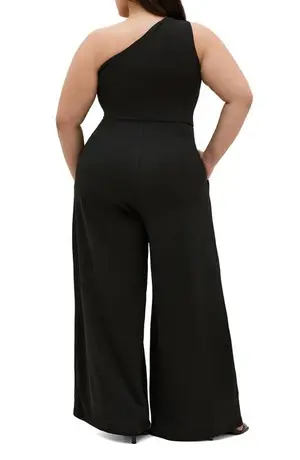 City Chic Amber Asymmetric One-shoulder Jumpsuit