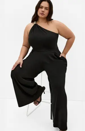 City Chic Amber Asymmetric One-shoulder Jumpsuit
