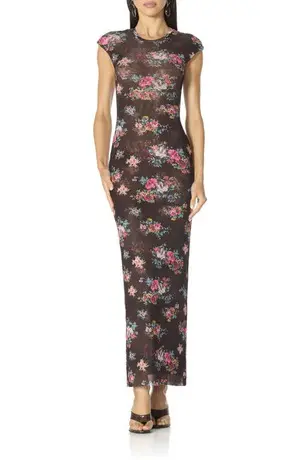 AFRM Mylo Print Mesh Maxi Dress - Java Snake Floral