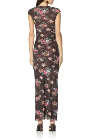 AFRM Mylo Floral Print Mesh Maxi Dress - Java Snake Floral