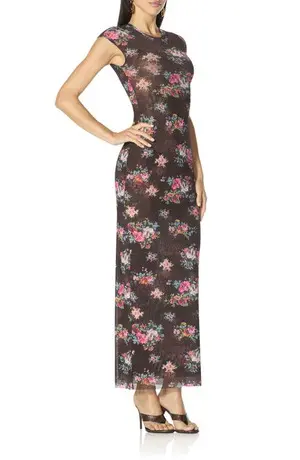 AFRM Mylo Floral Print Mesh Maxi Dress - Java Snake Floral
