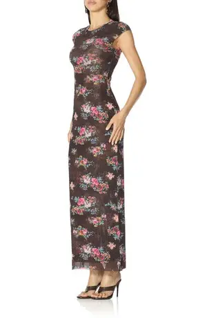 AFRM Mylo Floral Print Mesh Maxi Dress - Java Snake Floral