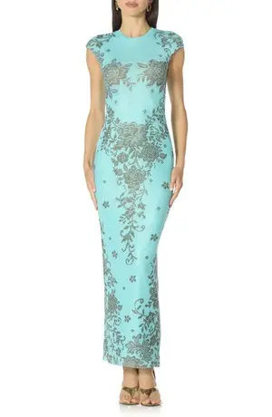 AFRM Mylo Print Mesh Maxi Dress