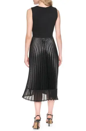 Dkny Sleeveless Mixed Media Midi Dress
