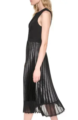 Dkny Sleeveless Mixed Media Midi Dress