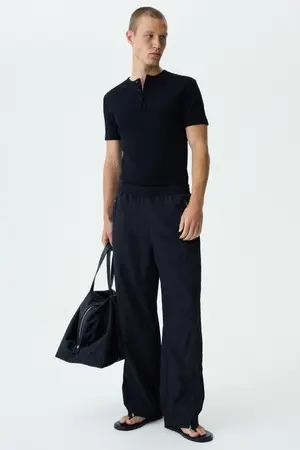 H&m Loose-fit Nylon Track Pants - Black