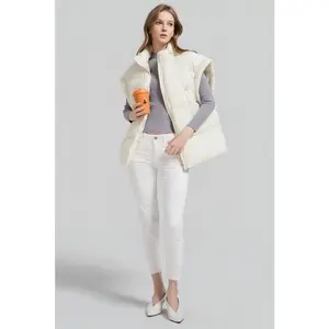 OROLAY Oversized Sleeveless Puffer Vest - Beige