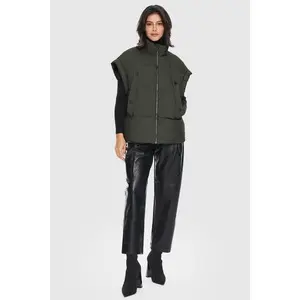 OROLAY Oversized Sleeveless Classic Puffer Vest - Olive
