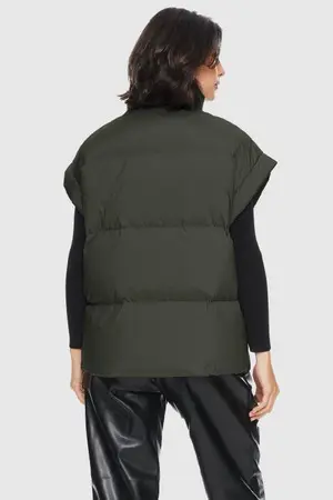 OROLAY Oversized Sleeveless Classic Puffer Vest - Olive