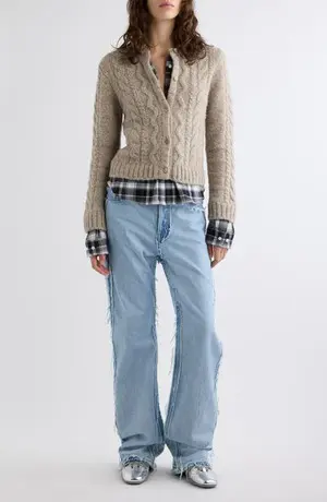 Acne Studios Pazer Frayed Double Layer Straight Leg Jeans