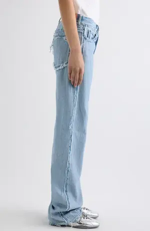 Acne Studios Pazer Frayed Double Layer Straight Leg Jeans
