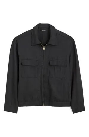 Madewell Zip Front Organic Cotton & Linen Jacket - Black