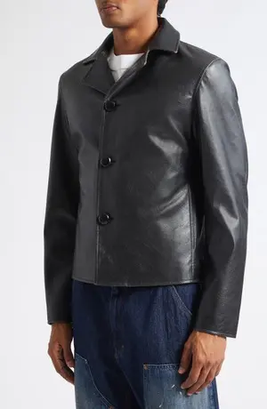 MAISON MARGIELA Faux Leather Jacket With Notched Lapel