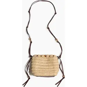 H&m Bead-detail Straw Crossbody Bag