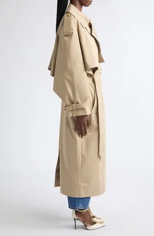 Balmain Belted Cotton Gabardine Trench Coat