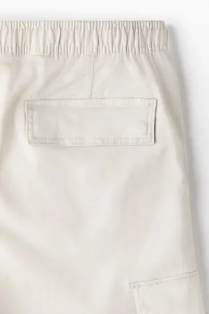 H&M Slim-fit Cotton Twill Cargo Pants With Drawstring Waist - Light Beige