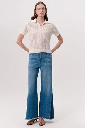 EXQUISE Rachelle Short Sleeve Knit Blouse
