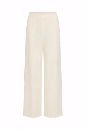 EXQUISE Wide Leg Knit Trousers - Ecru
