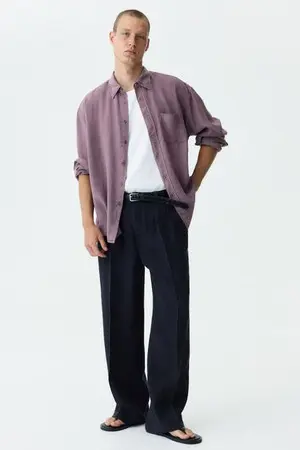 H&m Loose-fit Wide-leg Linen Pants - Black