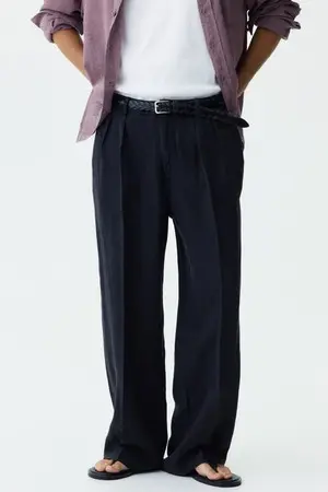 H&M Loose-fit Wide-leg Linen Pants