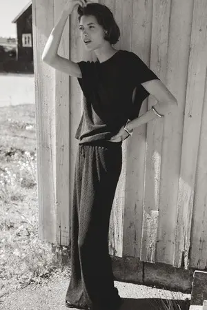 H&m Crinkled Drawstring Pants - Black