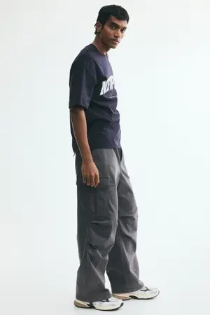 H&M Loose-fit Cargo Pants In Cotton Twill - Dark Gray