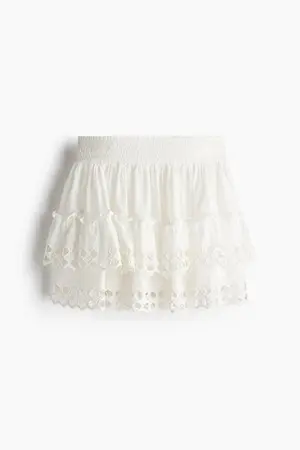H&m Tiered Eyelet Embroidery Skirt
