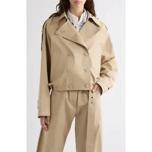 Acne Studios Oleo Crop Gabardine Trench Coat - Pale Beige