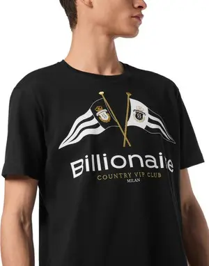 BILLIONAIRE T-shirt Round Neck Flags - Black