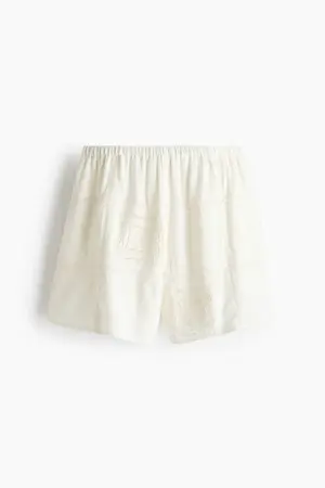 H&m Linen-blend Shorts With Eyelet Embroidery