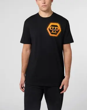 Philipp Plein Round Neck T-shirt Spray Hexagon - Black