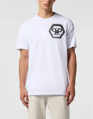 Philipp Plein Round Neck T-shirt Spray Hexagon - White