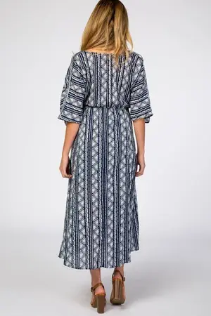 PINKBLUSH Printed V-neck Midi Dress