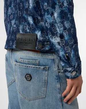 Philipp Plein Denim Trucker Jacket Jacquard Monogram