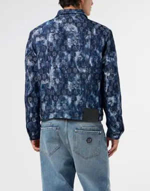Philipp Plein Denim Trucker Jacket Jacquard Monogram