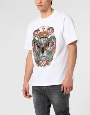 Philipp Plein Round Neck T-shirt King Of Snakes Stones - White