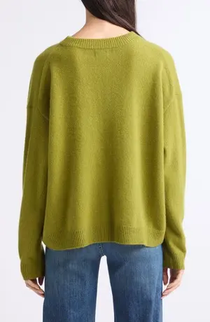 Staud Serrano Cashmere Relaxed Fit Crewneck Sweater - Pear