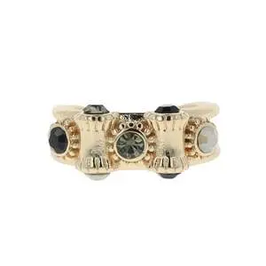 OTAZU Gold / Black Vintage Barrel Ring Jet Black Gold