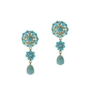 OTAZU Oceana Earclips With Swarovski Crystals - Blue/green
