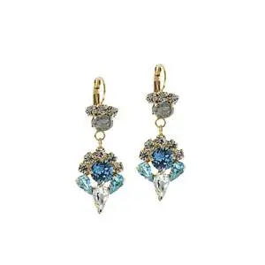 OTAZU Blue / Grey Blue Satin Earhangers Big - Blue/grey