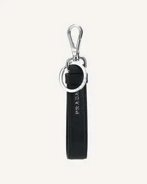 Prada Grained Leather Keyring With Silver-finish Clasp
