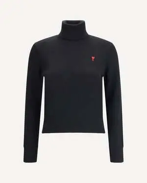 AMI Paris De Coeur Turtleneck Sweater - Black
