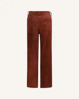 SALVATORE SANTORO Suede High-waisted Straight Leg Trousers