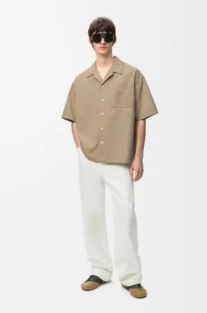 Loewe Short Sleeve Shirt In Cotton - Beige