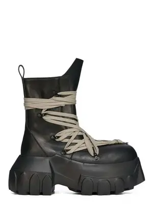 Rick Owens Leather Boots Megalace Mega Tractor