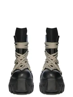 Rick Owens Leather Boots Megalace Mega Tractor