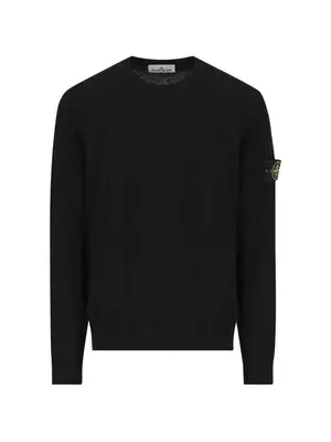 Stone Island Crew-neck Sweatshirt With Logo Patch - Black